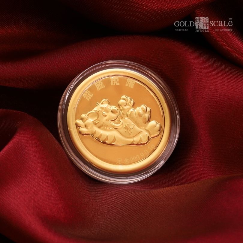 999 Gold 龙腾虎跃 Prosperity Zodiac Tiger Red Packet Coin – Goldscale